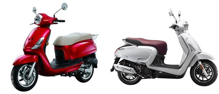 Motorrad Vergleich Sym Fiddle II 50 2012 vs. Kymco New Like 50 2018