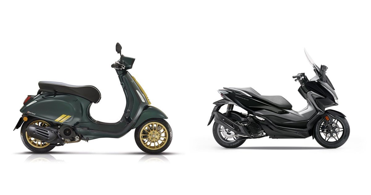 Motorrad Vergleich Vespa Sprint 125 Racing Sixties 2023 vs. Honda Forza 125 2021