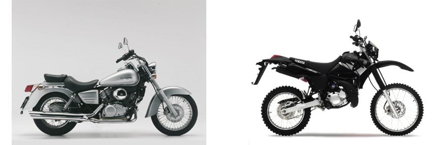 Motorrad Vergleich Honda VT 125 Shadow 2008 vs. Yamaha DT 125 RE 2005