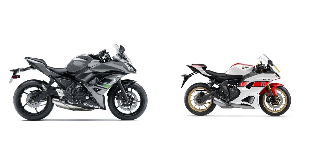 Motorrad Vergleich Kawasaki Ninja 650 2018 vs. Yamaha R7 World GP 60th ...