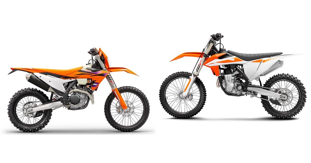 Motorrad Vergleich KTM 450 EXC-F 2024 vs. KTM 450 SX-F 2019