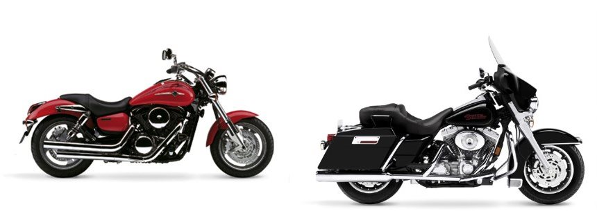 Motorrad Vergleich Kawasaki VN 1500 Mean Streak 2005 vs. Harley ...