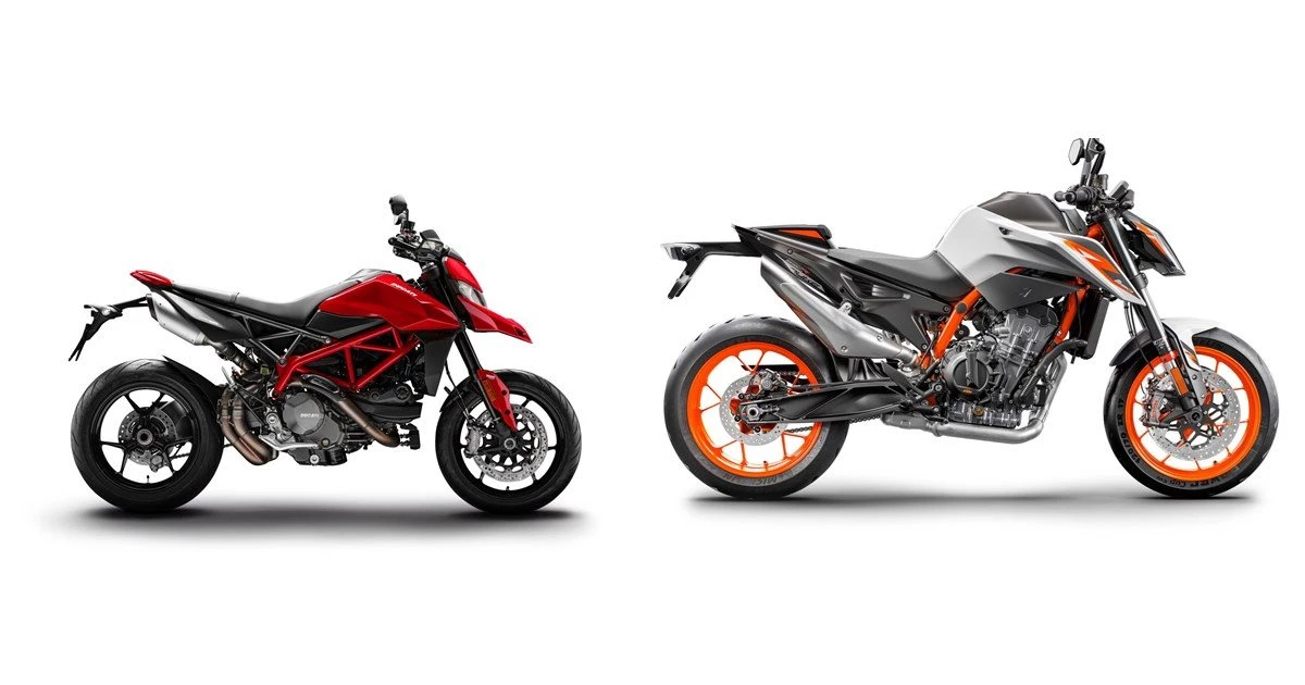 Motorrad Vergleich Ducati Hypermotard 950 2021 vs. KTM 890 Duke R 2020