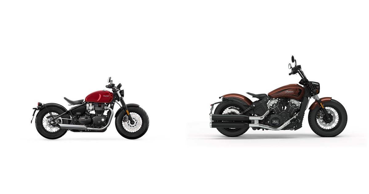 Motorrad Vergleich Triumph Bonneville Bobber 2023 vs. Indian Scout ...
