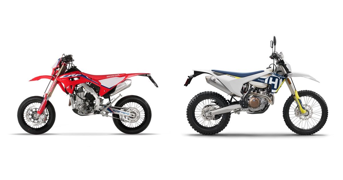 Motorrad Vergleich Red Moto CRF 450RX Supermoto 2022 vs. Husqvarna FE ...