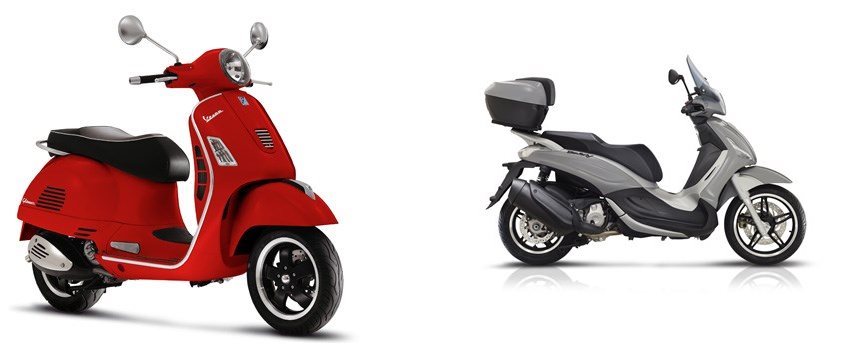 Motorrad Vergleich Vespa GTS 125 ie Super 2009 vs. Piaggio Beverly 350ie Sport Touring 2020