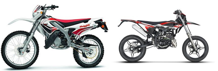 Motorrad Vergleich Malaguti XTM 50 Enduro 2009 vs. Beta RR 50 Motard 2023