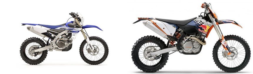 Motorrad Vergleich Yamaha WR450F 2018 vs. KTM 450 EXC 2010