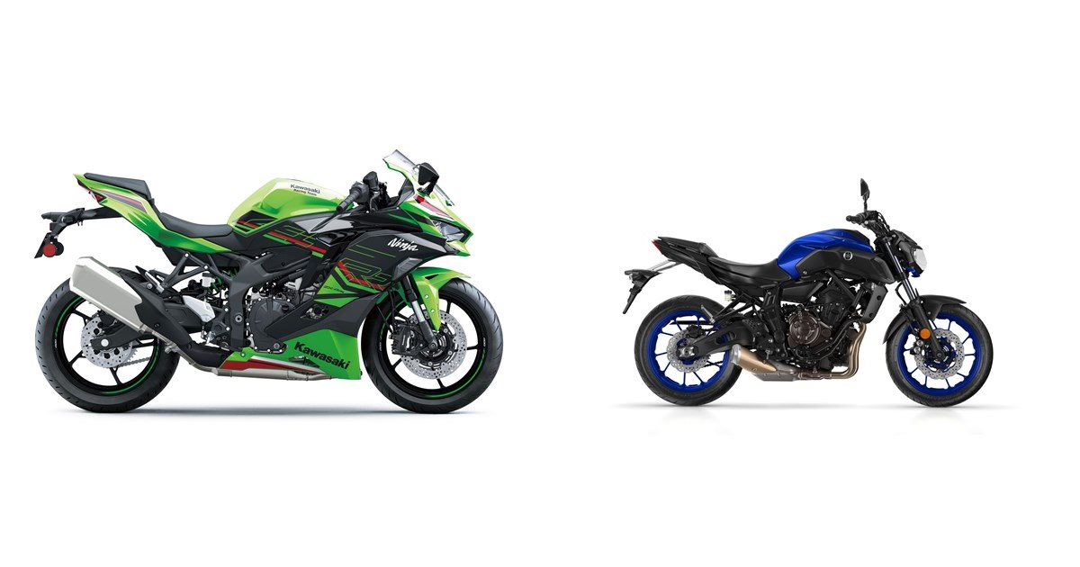 Motorrad Vergleich Kawasaki Ninja ZX-4RR 2024 vs. Yamaha MT-07 2018