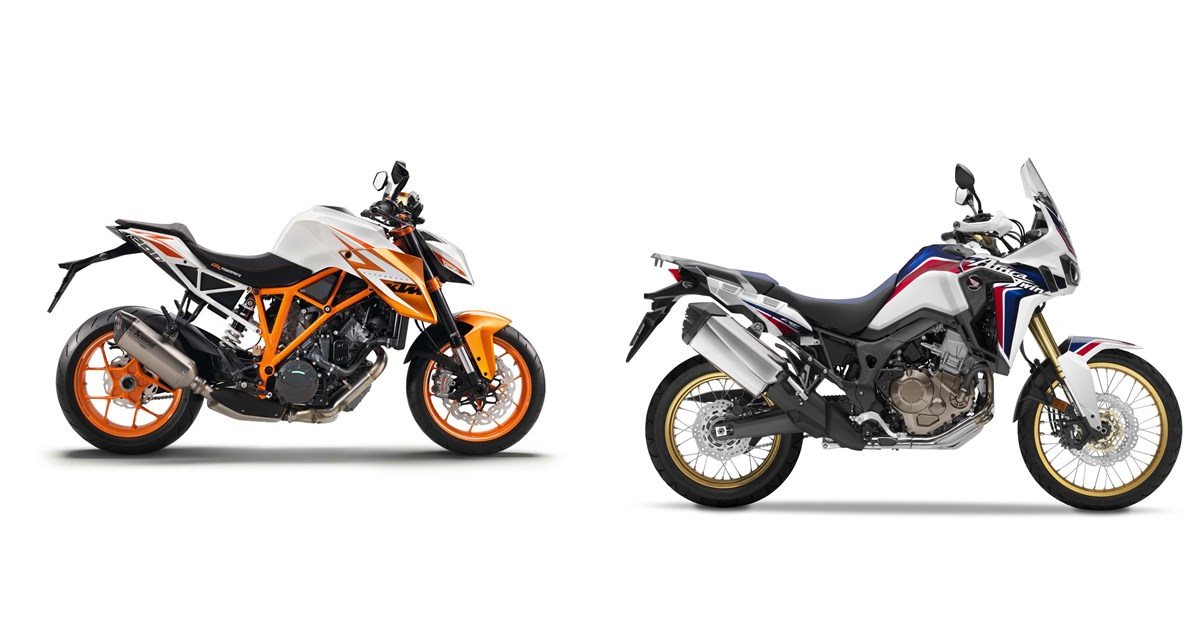 Motorrad Vergleich KTM 1290 Super Duke R 2016 vs. Honda CRF1000L Africa ...