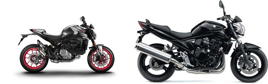 Motorrad Vergleich Ducati Monster + 2021 vs. Suzuki Bandit 650 2009