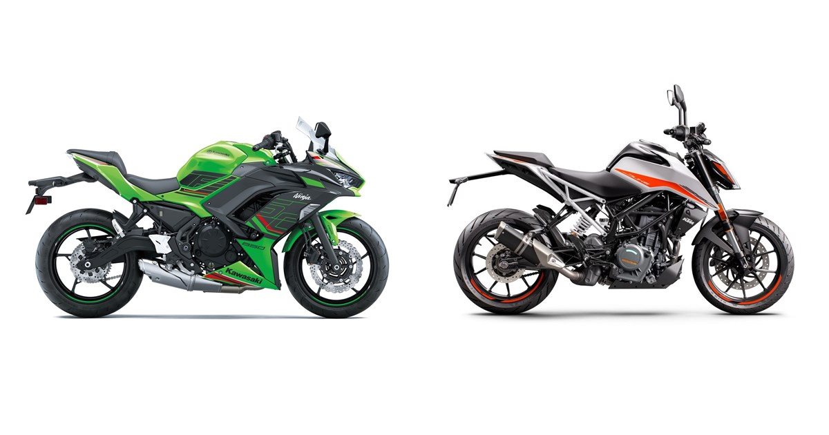 Motorrad Vergleich Kawasaki Ninja 650 2023 vs. KTM 390 Duke 2021