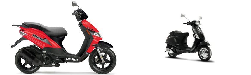 Motorrad Vergleich Derbi Atlantis 50 Bullet 2009 vs. Vespa S 50 2T 2009