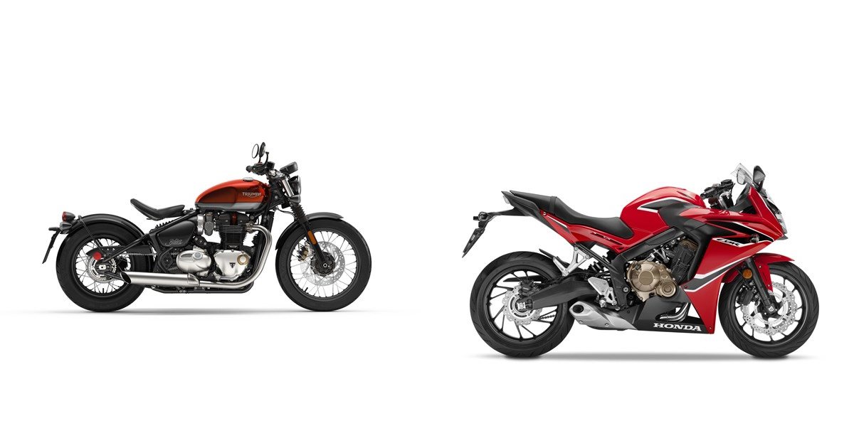 Motorrad Vergleich Triumph Bonneville Bobber 2019 vs. Honda CBR 650F 2018