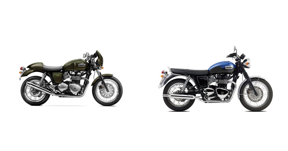 Motorrad Vergleich Triumph Thruxton 2015 vs. Triumph Bonneville T100 2015