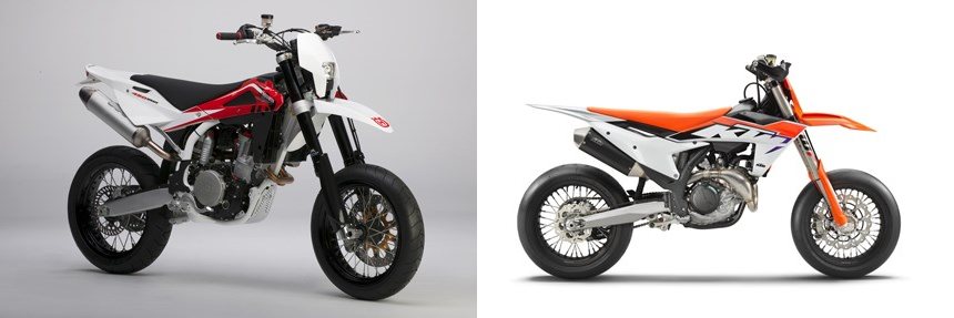 Motorrad Vergleich Husqvarna SM 450 R 2011 vs. KTM 450 SMR 2023