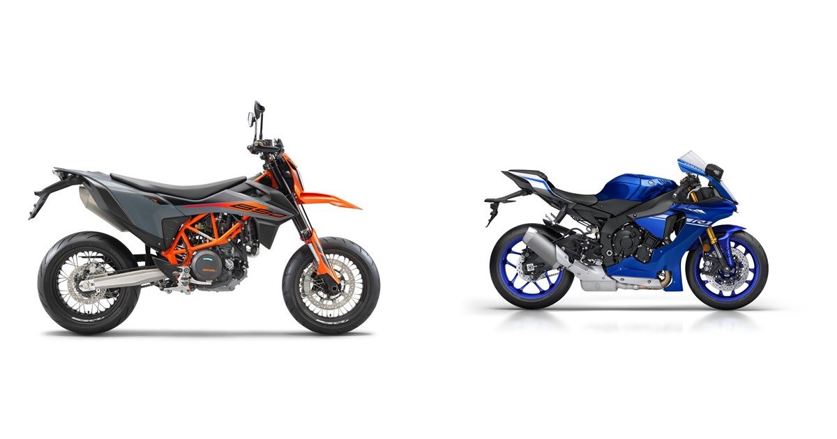 Motorrad Vergleich KTM 690 SMC R 2021 vs. Yamaha R1 2019
