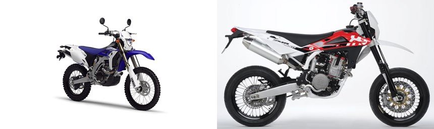 Motorrad Vergleich Yamaha WR450F 2013 vs. Husqvarna SM 450 R 2009