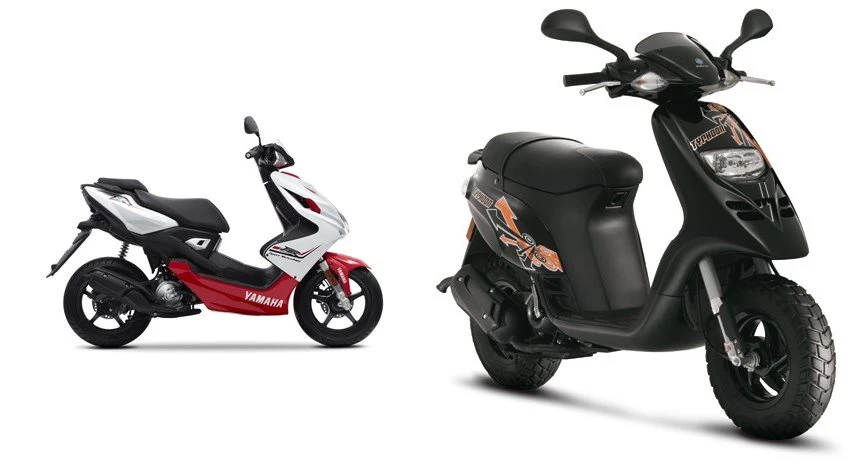 Motorrad Vergleich Yamaha Aerox 2015 vs. Piaggio Typhoon Sport 50 2T 2011