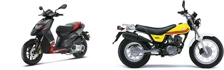 Motorrad Vergleich Aprilia SR 50 Motard 2019 vs. Suzuki RV 125 2008
