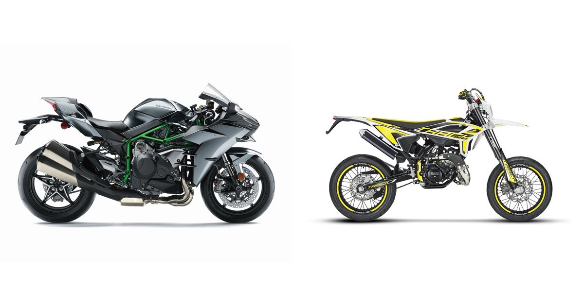 Motorrad Vergleich Kawasaki Ninja H2 Carbon 2018 vs. Beta RR 50 Motard ...