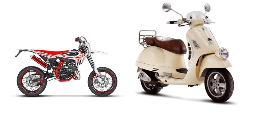 Motorrad Vergleich Beta RR 50 Motard Track 2022 vs. Vespa GTV 250 i.e ...
