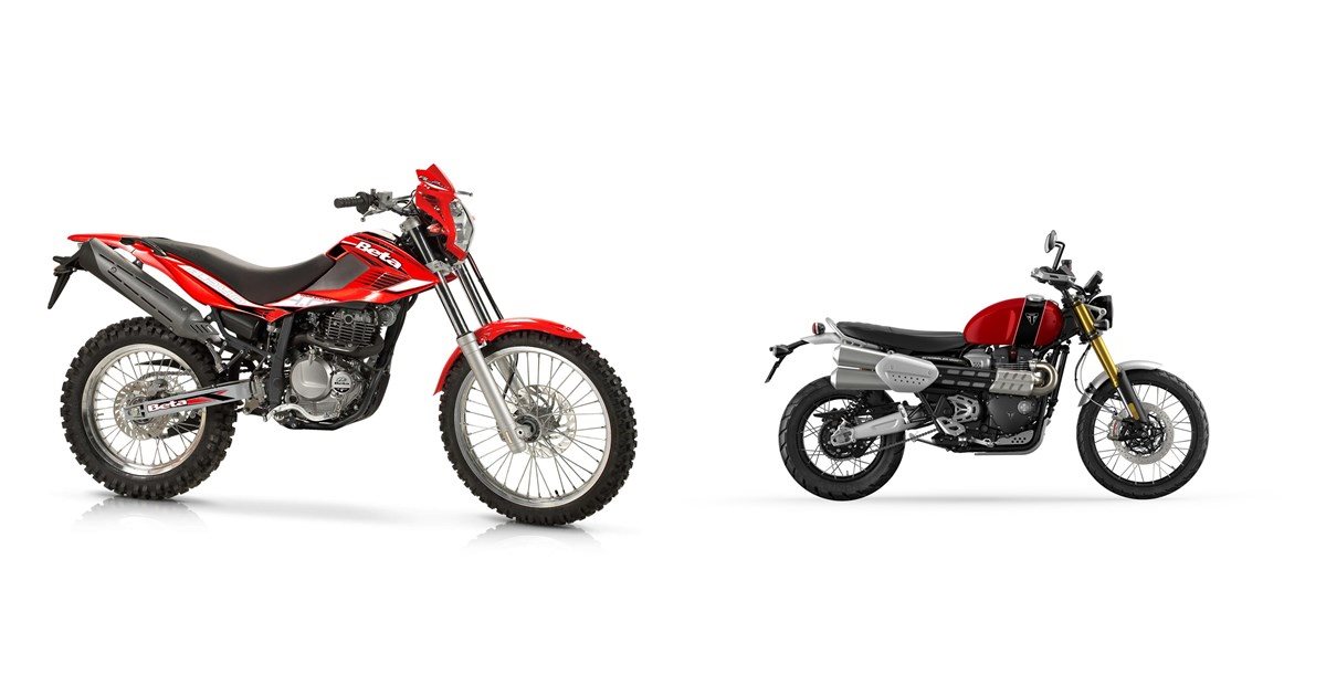 Motorrad Vergleich Beta Alp 4.0 2013 vs. Triumph Scrambler 1200 XE 2023