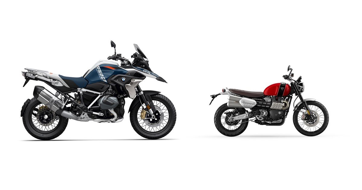 Motorrad Vergleich BMW R 1250 GS 2023 vs. Triumph Scrambler 1200 XC 2023