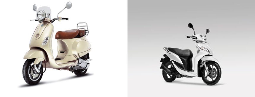 Motorrad Vergleich Vespa LXV 125 Vintage 2009 vs. Honda NSC Vision 110 2012