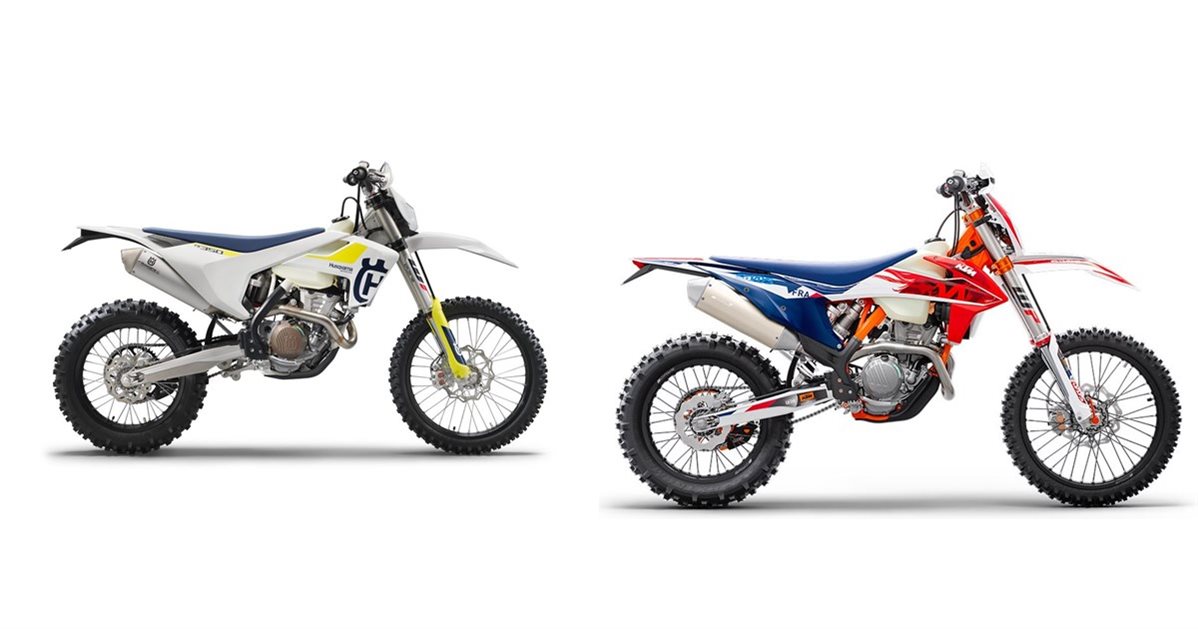Motorrad Vergleich Husqvarna FE 350 2019 vs. KTM 350 EXC-F Sixdays 2023