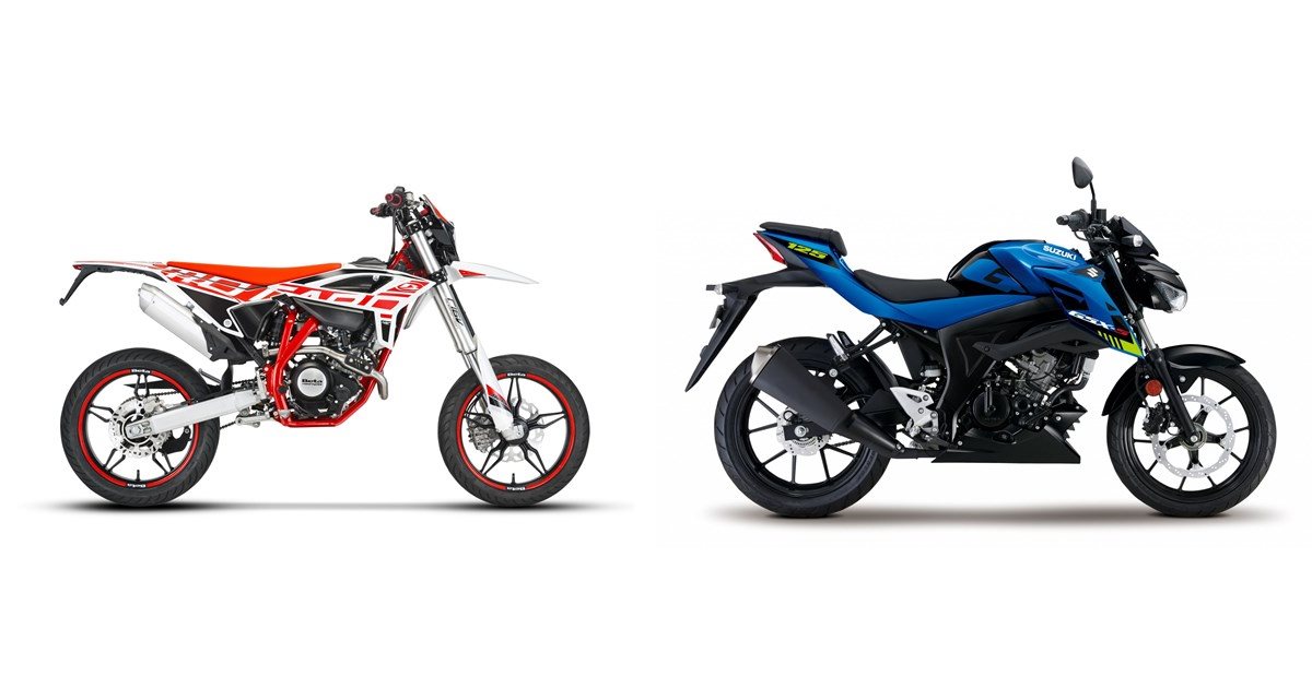 Motorrad Vergleich Beta RR 125 LC Motard 2021 vs. Suzuki GSX-S125 2021