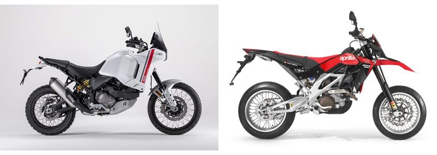 Motorrad Vergleich Ducati DesertX 2023 vs. Aprilia SXV 550 Supermoto 2009