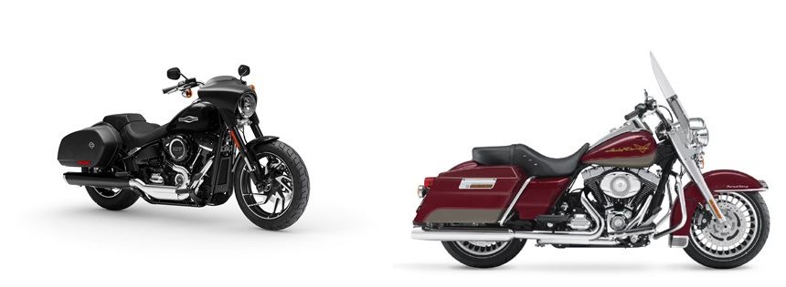 Motorrad Vergleich Harley-Davidson Softail Sport Glide FLSB 2019 vs. Harley-Davidson Road King ...
