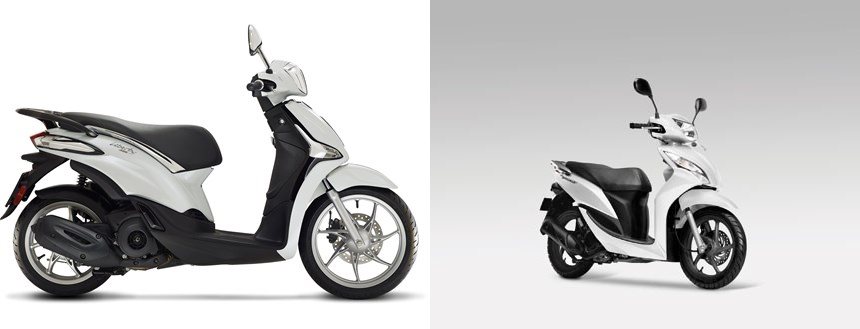 Motorrad Vergleich Piaggio Liberty 125 2023 vs. Honda NSC Vision 110 2012