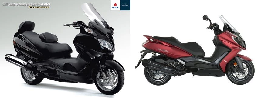 Motorrad Vergleich Suzuki Burgman 650 Executive 2010 vs. Kymco New ...
