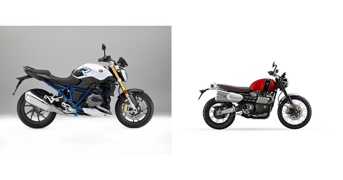 Motorrad Vergleich BMW R 1200 R 2017 vs. Triumph Scrambler 1200 XC 2023
