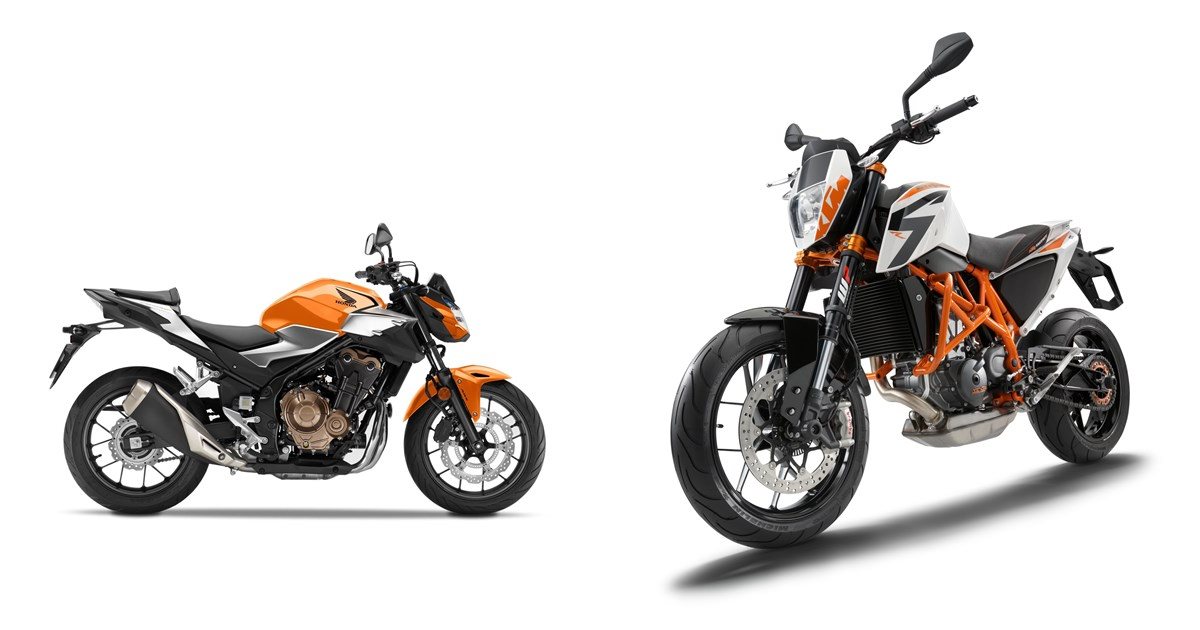 Motorrad Vergleich Honda CB500F 2020 vs. KTM 690 Duke R 2014