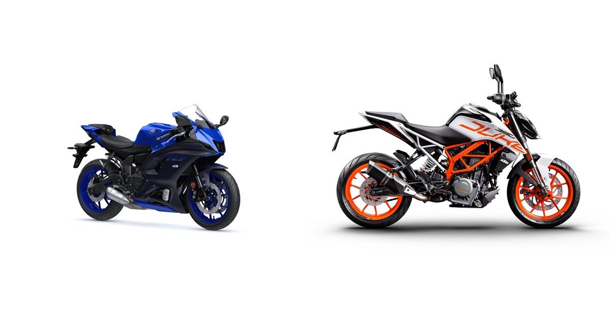 Yamaha R7 2023 vs KTM 390 Duke 2019