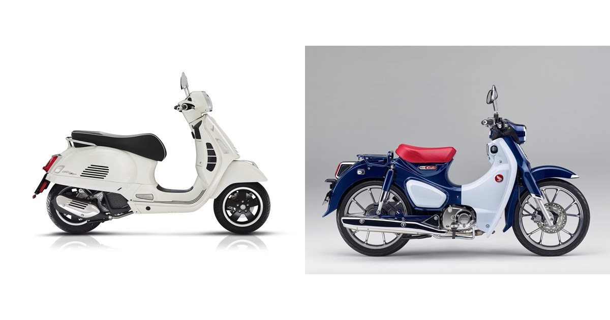 Motorrad Vergleich Vespa GTS 125 ie Super 2020 vs. Honda Super Cub C 125 2020
