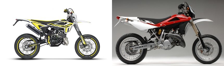Motorrad Vergleich Beta RR 50 Motard Track 2023 vs. Husqvarna SM 125 2009