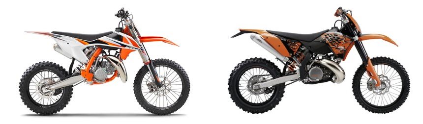 Motorrad Vergleich KTM 85 SX 17/14 2021 vs. KTM 300 EXC 2008