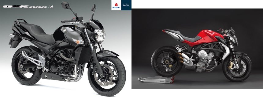 Motorrad Vergleich Suzuki GSR 600 2013 vs. MV Agusta Brutale 675 2014