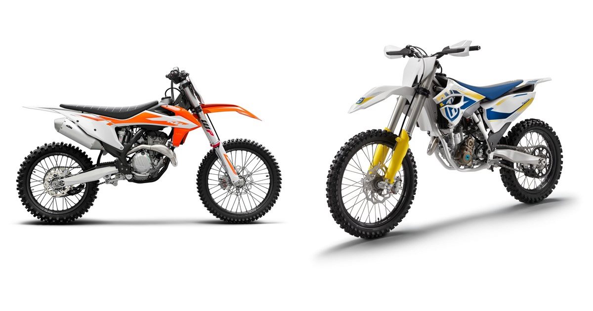 Motorrad Vergleich KTM 350 SX-F 2020 vs. Husqvarna FC 350 2014