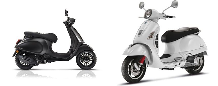 Motorrad Vergleich Vespa Sprint 125 iGet Notte 2018 vs. Vespa GTS 125 ie Super 2010