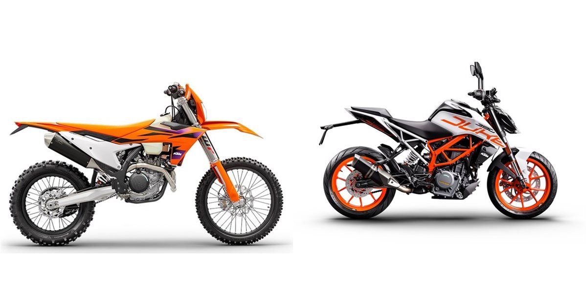 Motorrad Vergleich KTM 500 EXC-F 2024 vs. KTM 390 Duke 2018