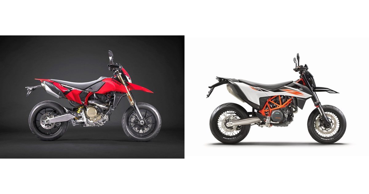 Motorrad Vergleich Ducati Hypermotard 698 Mono 2024 vs. KTM 690 SMC R 2020