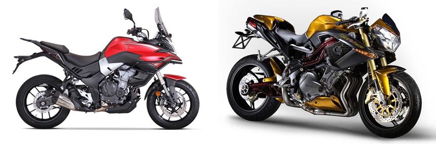 Motorrad Vergleich Voge 500DS 2021 vs. Benelli TNT Cafe Racer 2009