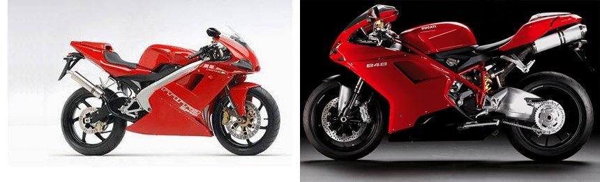 Motorrad Vergleich Cagiva Mito 125 2014 vs. Ducati 848 2009