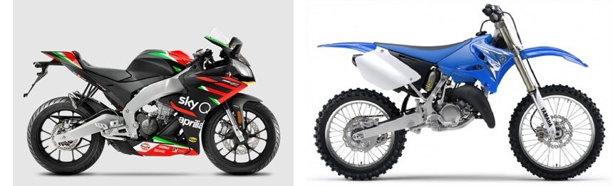 Motorrad Vergleich Aprilia RS 125 Replica 2022 vs. Yamaha YZ 125 LC 2009