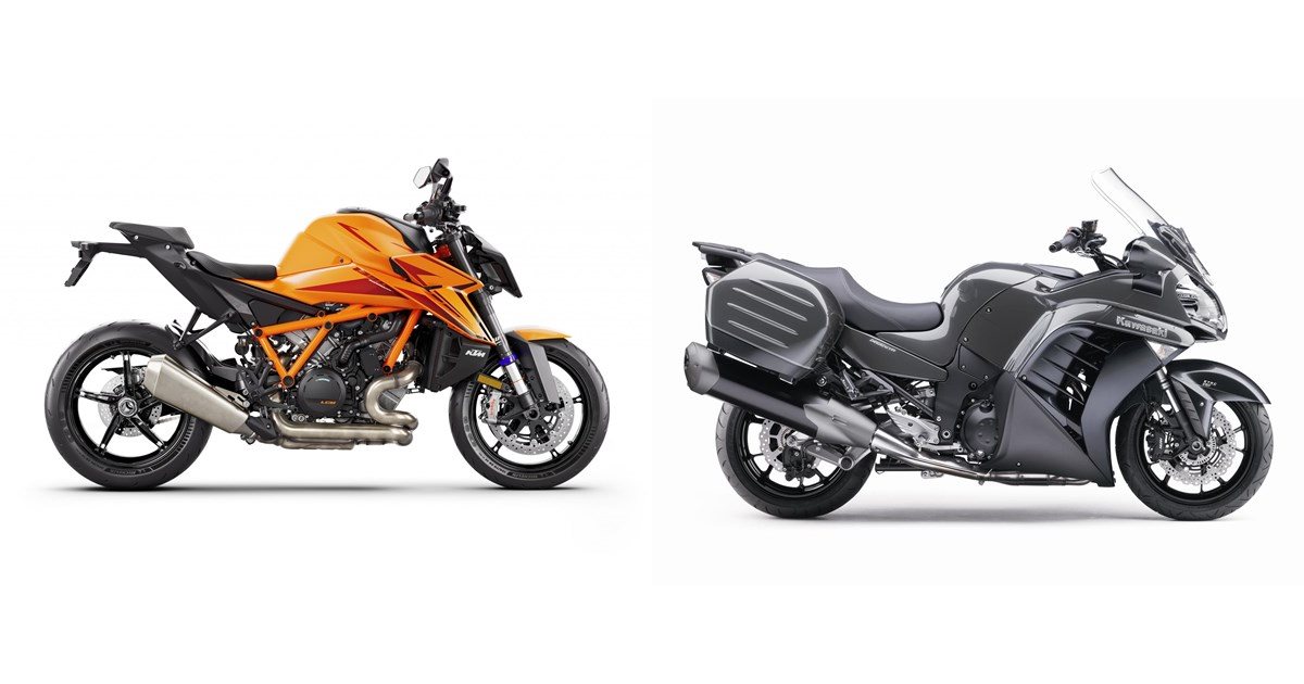 Motorrad Vergleich KTM 1390 Super Duke R EVO 2024 vs. Kawasaki GTR 1400 ...